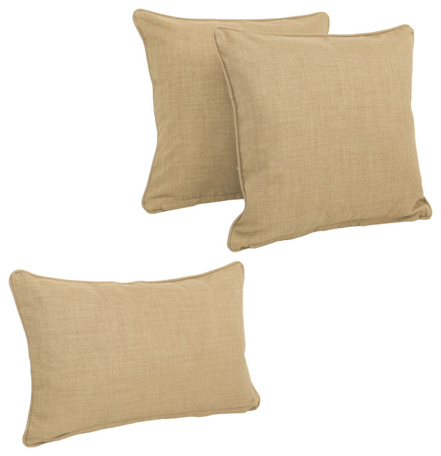 Double-Corded Solid Outdoor Throw Pillows With Inserts, Set of 3 ...
