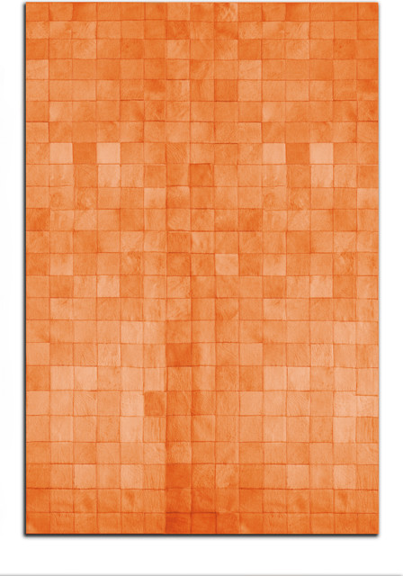 Barcelona 4" Sq Patches Cowhide Rug 5'x8', Orange, 5'x8' - Contemporary ...