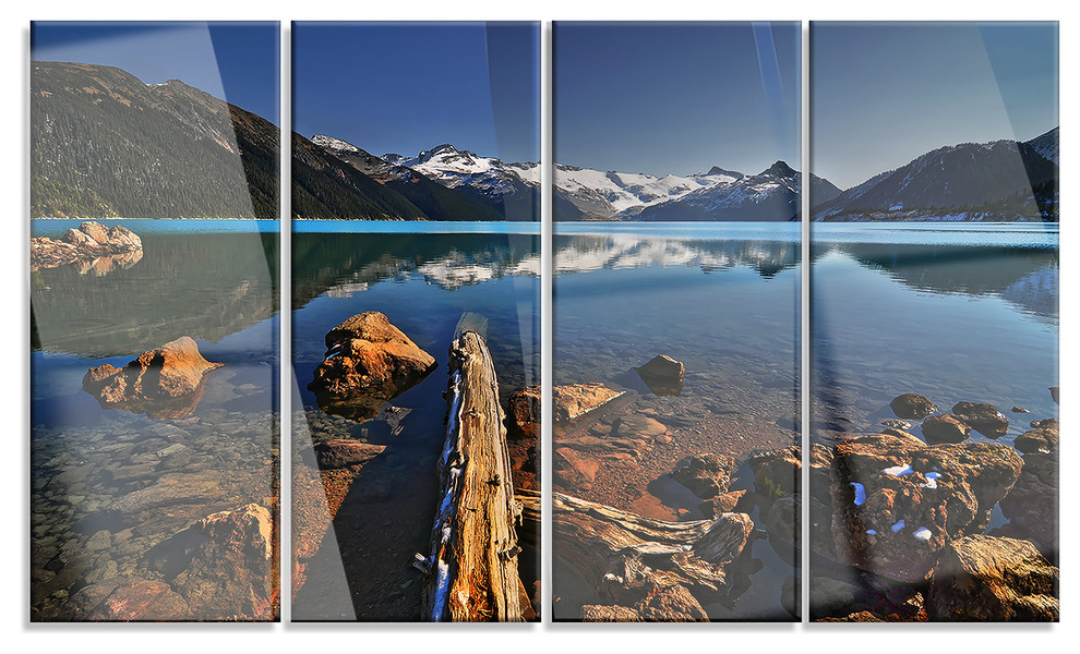 "Large Logs in Mountain Lake" Metal Wall Art, 48"x28" - Contemporary ...