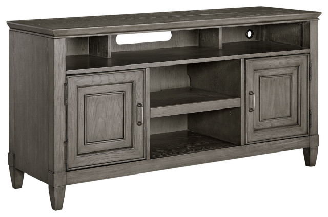 Benzara TV Media Entertainment Center Console, Medium, 2 Door Stone ...