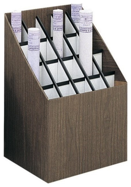 Safco Upright 20 Compartment Wood/Fiberboard Roll Files in Walnut ...