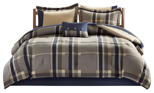 Intelligent Design Robbie Plaid Comforter Set With Bed Sheets, Navy ...