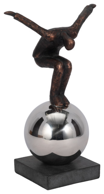 Metal 12" Balancing Man On Sphere, Bronze - Contemporary - Decorative ...