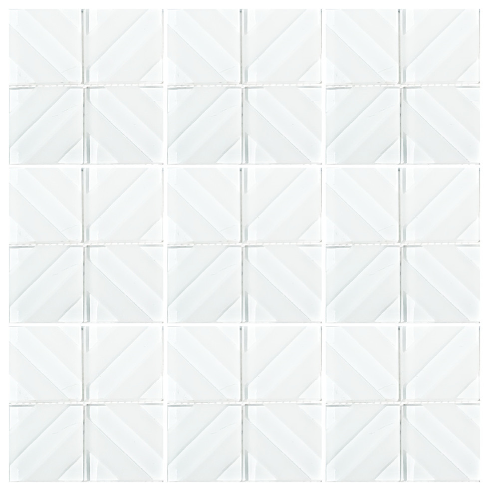 12x12 Sand Blast Diamond Tile, White - Contemporary - Mosaic Tile - by ...