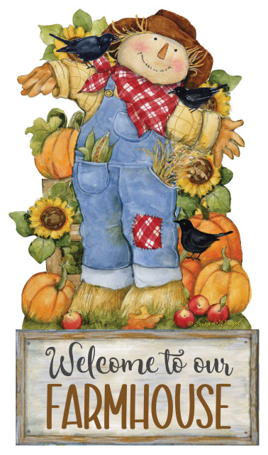 Harvest Scarecrow Welcome Sign Door Decor by Susan Winget Thanksgiving ...