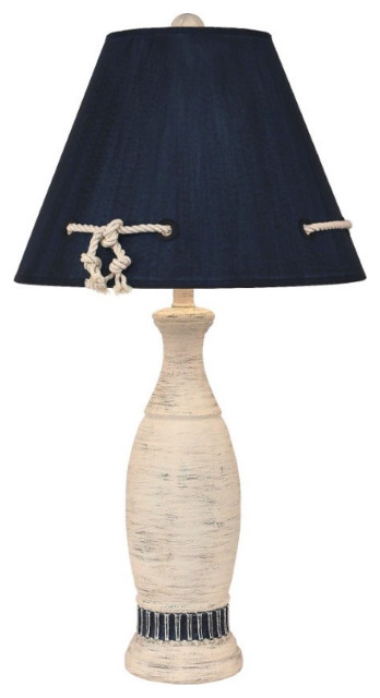 Cottage and Navy Casual Table Lamp With Ribbed Accent - Beach Style ...