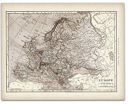 1901 Map of Europe Art Print, 11x14 Unframed - Contemporary - Prints ...