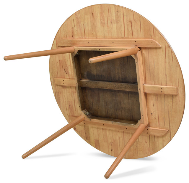 Scandi 54" 4-Seater Solid Wood Round Dining Table, Natural Light Brown ...