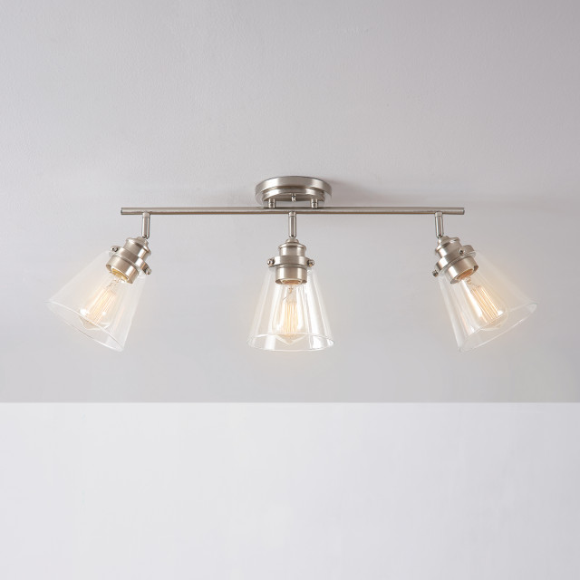 Jackson 3-Light Brushed Nickel Track Lighting with Clear Glass Shades ...