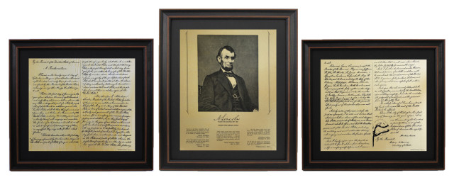 Framed Abraham Lincoln Portrait & Emancipation Proclamation Set ...