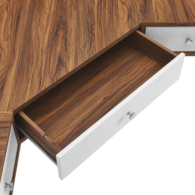 Transmit 47 Wall Mount Corner Walnut Office Desk - Contemporary - Desks ...