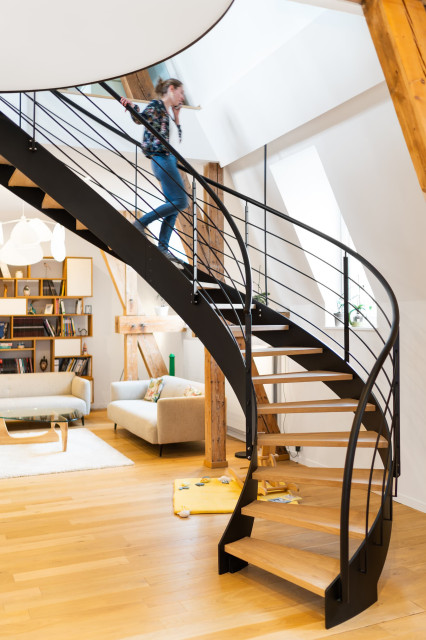 Amménagement intérieur autour d'un escalier dans un loft - Contemporain ...
