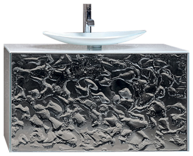 Luxury Crystal Wave Mirror Single Vanity 30",Gray - Contemporary ...