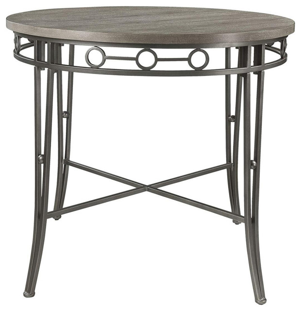 Round Metal Dining Table, Oak/Gunmetal - Transitional - Dining Tables ...