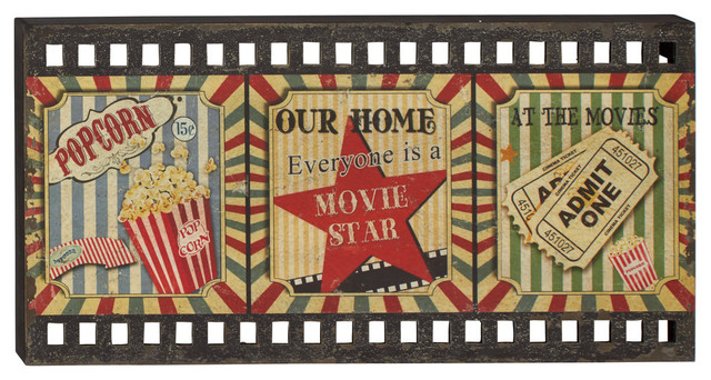 Night at the Multiplex Wood Wall Panel, 45"x2"x23" - Midcentury - Wall ...