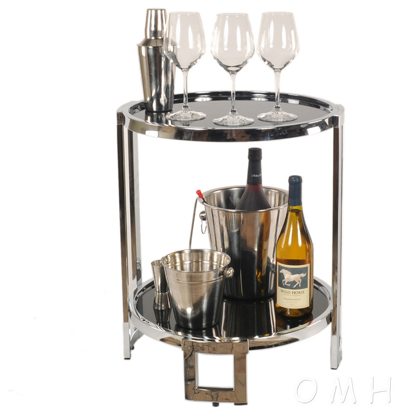 Anne Home Round End Table Bar Cart Serving Cart - Contemporary - Side ...
