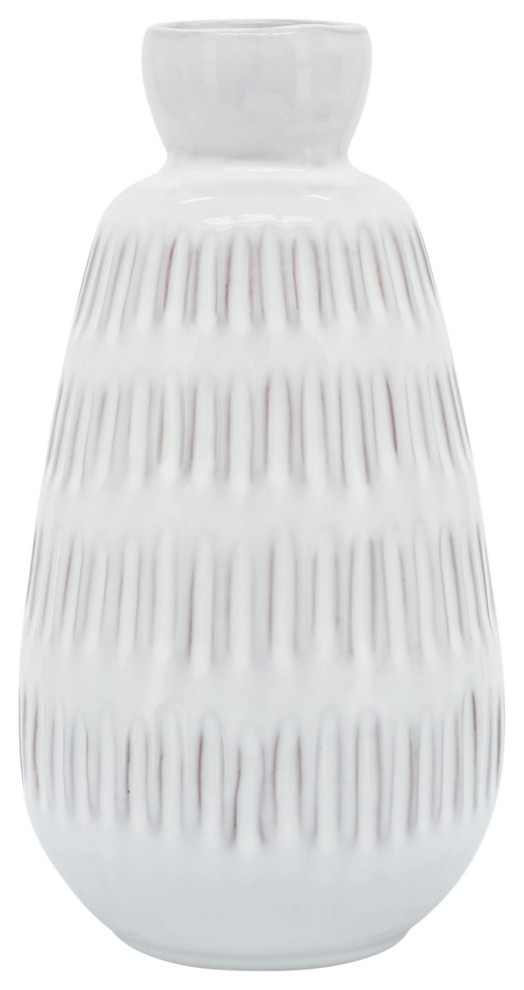 Cer, 8"h Dimpled Vase, White - Farmhouse - Vases - by Beyond Design ...