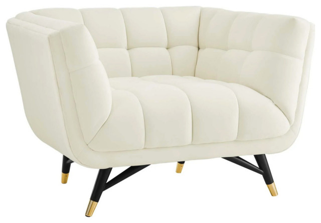 Alice Ivory Performance Velvet Armchair - Midcentury - Armchairs And ...