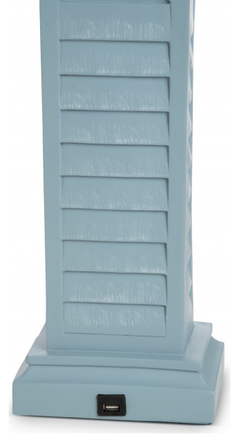 Set of 2 Light Blue Louver Base Table Lamps With USB - Beach Style ...