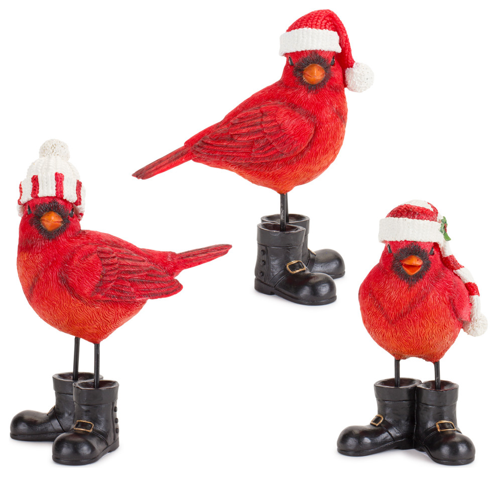 Cardinal Figurine, 3-Piece Set - Traditional - Holiday Accents And ...