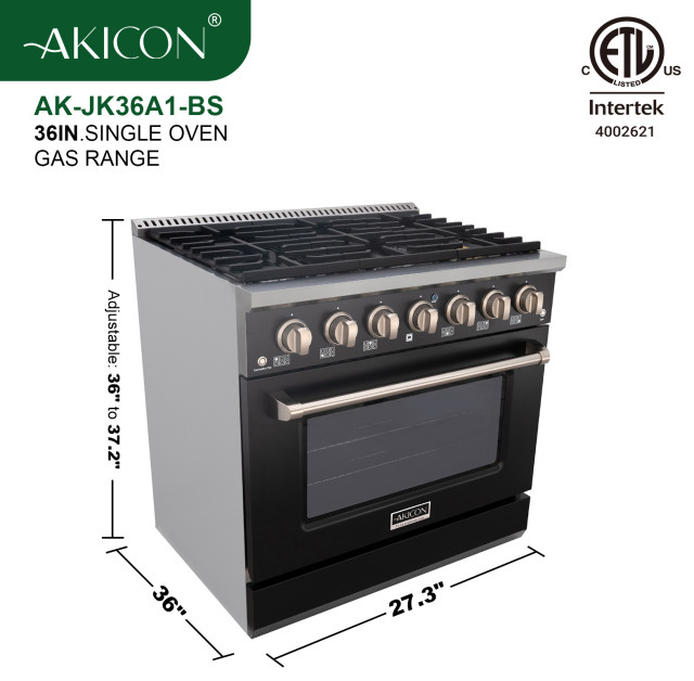36" Slide-in Freestanding Gas Range & 5.2 Cu. Ft. Oven, 6 Burners ...