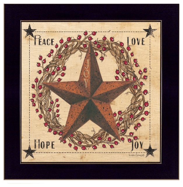 Peace Love Hope Joy Black Framed Print Wall Art - Farmhouse - Prints ...