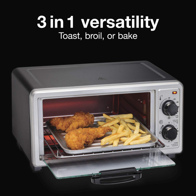 4 Slice Countertop Toaster Oven, Multi-Function with Bake, Toast and ...