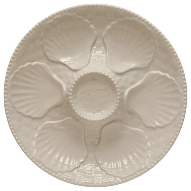 10 Inches Round Stoneware Oyster Plate, Matte White - Kitchen Products ...
