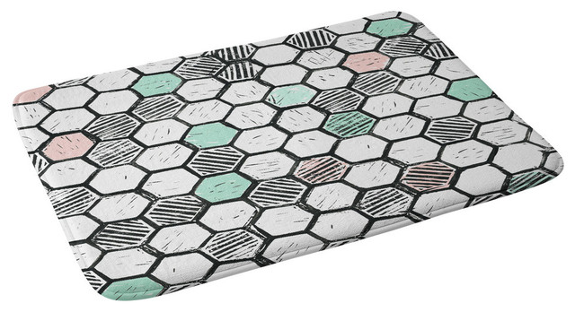Dash and Ash Honeycomb Block Print Memory Foam Bath Mat, 17"x24 ...