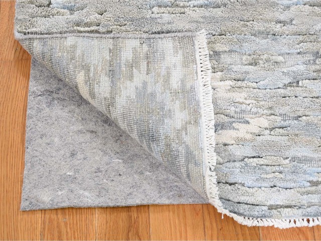 Sampler Hi-Low Pile With Natural Colors Wool And Pure Silk Rug, 2'x2 ...