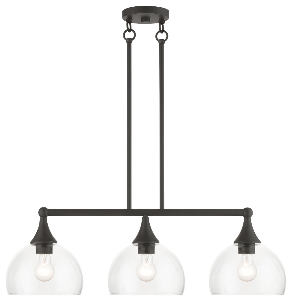3 Light Bronze Linear Chandelier - Transitional - Kitchen Island ...