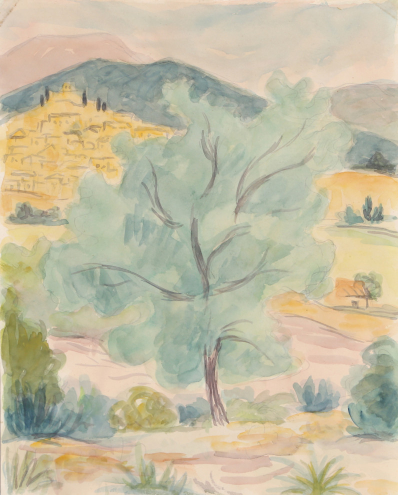 Paysage d'Olivier, Laurent Marcel Salinas, 9.5x12.5 - Contemporary ...