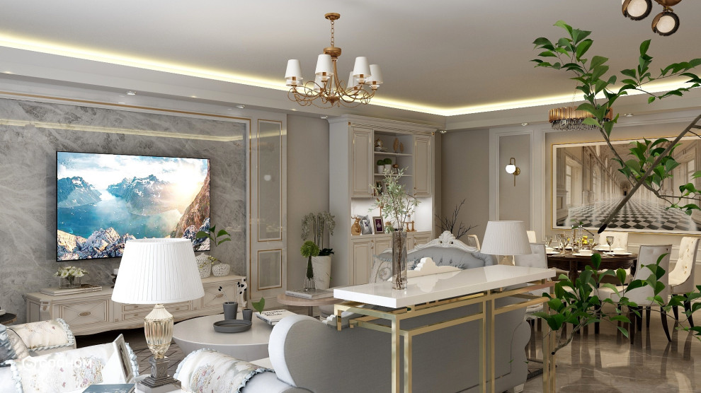 45 Sqm Living Room Interior Design in Classic French Style - Viktorianisch - Wohnbereich ...