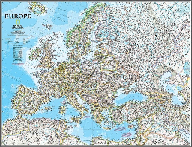 Classic Europe Map Wall Mural, Self-Adhesive Wallpaper - Contemporary ...