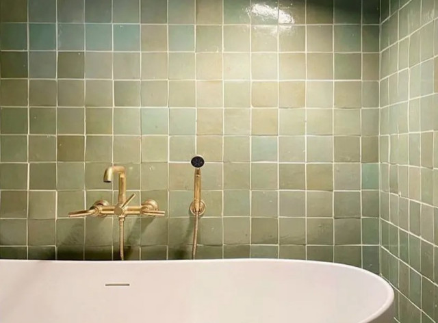 Moroccan Zellige Mosaic 4x4 in Sage Green - Contemporary - Wall And ...
