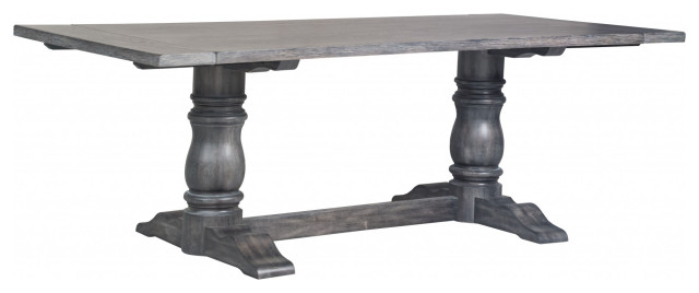 88" Light Gray and Gray Solid Wood Dining Table - Traditional - Dining ...