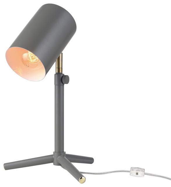 Pratt 18" Adjustable Height Matte Gray Desk Lamp - Midcentury - Desk ...