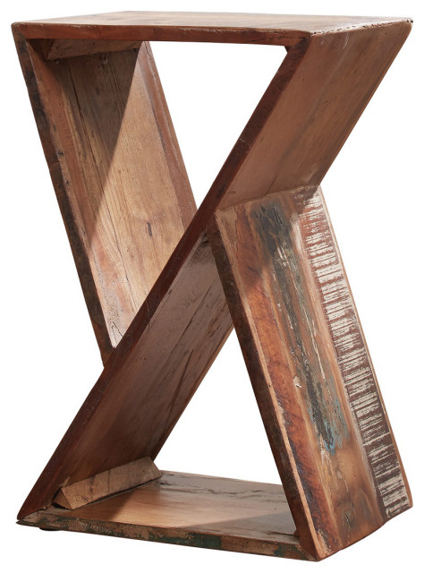 Wooden Geometric Accent Table, Natural - Farmhouse - Side Tables And ...