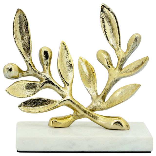 Metal 6" Leaves Table Deco, Gold - Contemporary - Side Tables And End ...