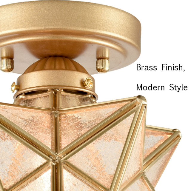 Modern Moravian Star Ceiling Light With Seeded Glass Brass, 8 ...
