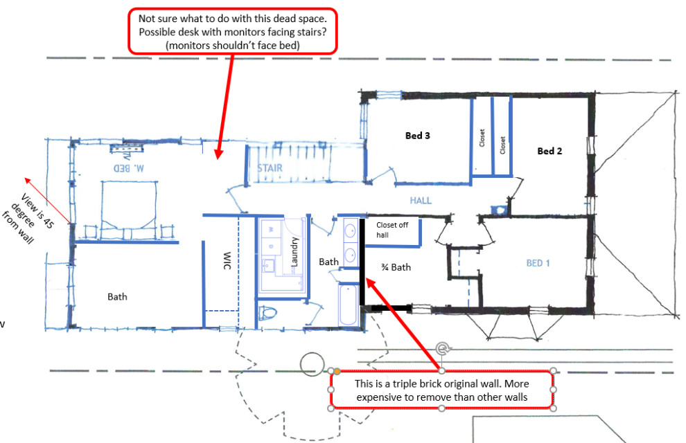 What rooms to include in upstairs layout?