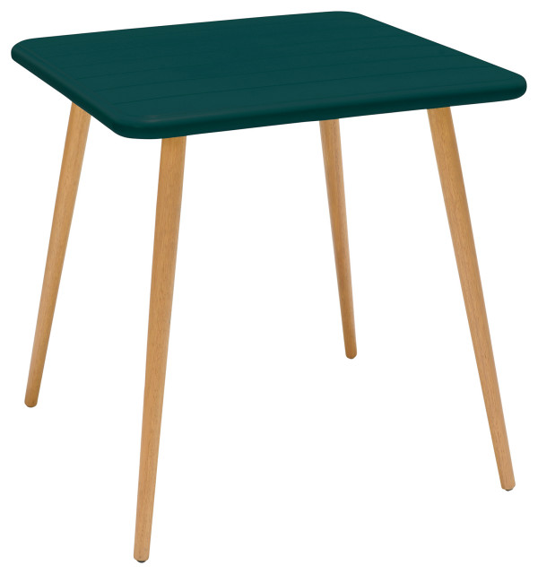 Nassau Square Outdoor Green Eucalyptus Dining Table - Midcentury ...