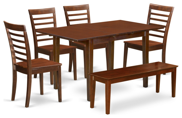 6 Pc Kitchen Dinette Set - Table And 4 Kitchen Dining Chairs Plus Bench ...