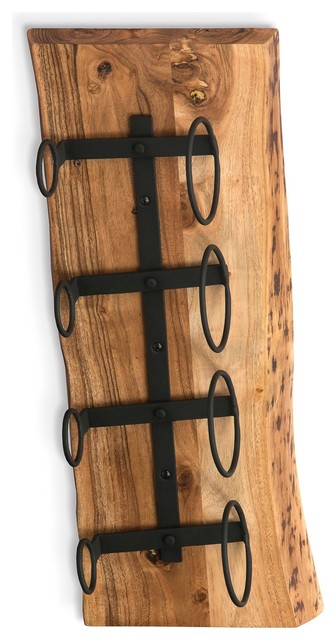 Alpine Natural Live Edge Wine Rack With Metal - Rustic - Wine Racks ...