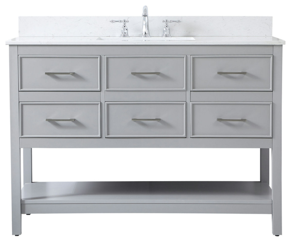 48" Single Bathroom Vanity, Gray With Backsplash, Vf19048Gr-Bs ...