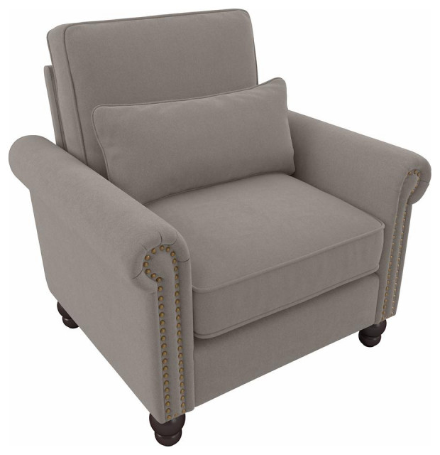 Bush Furniture Coventry Accent Chair with Arms, Beige Herringbone ...