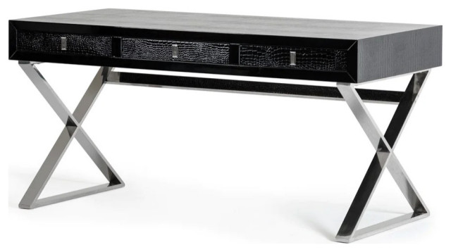 Mark Transitional Black Crocodile Desk - Contemporary - Desks And Hutches - by Virgil Stanis ...