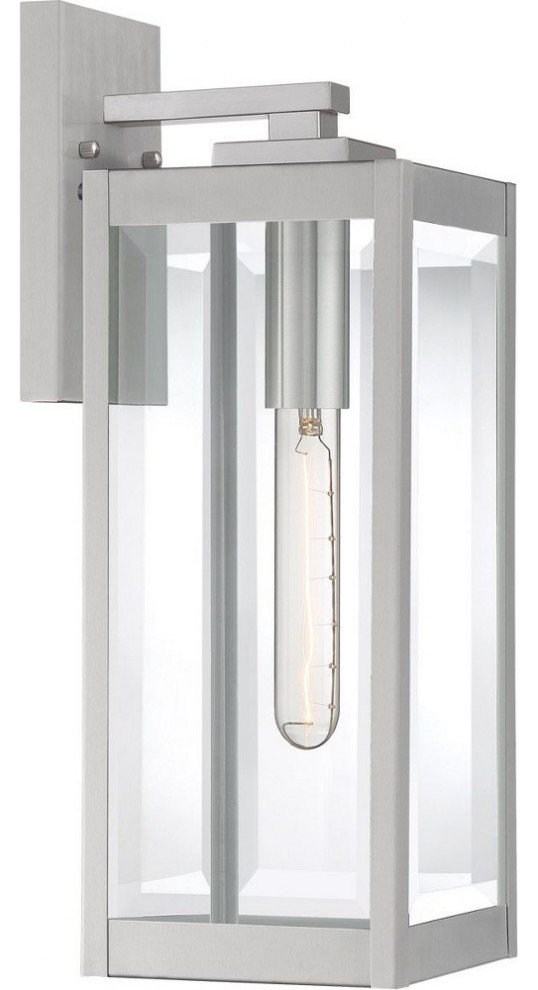 Outdoor Wall Lantern Transitional Steel in Earth Black Clear Beveled ...