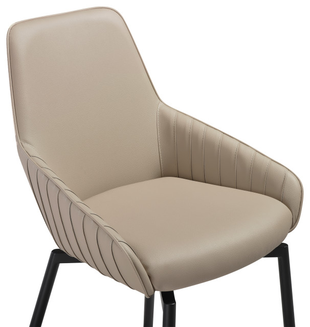 Shilo Swivel Upholstered Dining Chair in Faux Leather with Black Metal ...