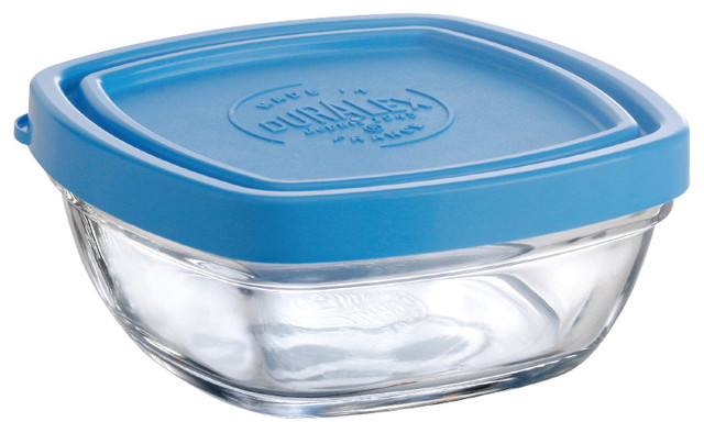 Duralex Lys Tempered Glass 36 Ounce Square Bowl with Lid - Contemporary ...